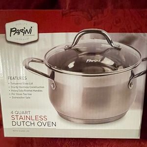 Parini | Kitchen | Parini 4quart Stainless Dutch Oven With Glass Lid ...